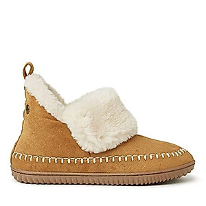 Dearfoams Women's Alpine Moritz Outdoor Arch Support House Shoe Bootie Slipper, Whiskey, 8-9