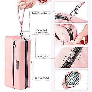 Homecube Pencil Case Cosmetic Bag Student Stationery Pouch Bag Office Storage Organizer for Girl Boy Women Men - Pink