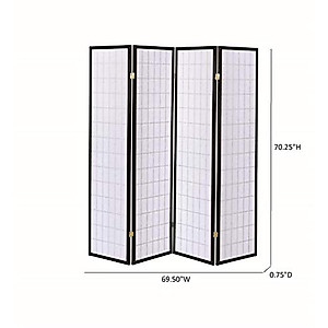 4-Panel Folding Screen Black and White 4624