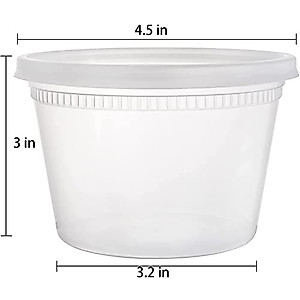 Lawei 70 Pack Plastic Deli Food Containers with Lids - 16 Oz Food Storage Containers Freezer Deli Cups for Soup, Party Supplies, Meal Prep and Portion Control