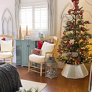 Blissun Fabric Christmas Collar, Glittering Tree Ring, Willow Skirt for Tree Decorations (Glitter Gold)