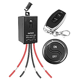 Mini Remote Control Light Switch, 5V/12V/48V Relay Switch, Wireless Remote Switch with 328FT Long Range for LED Lights Household Appliances Garage Door Water Pump Fans