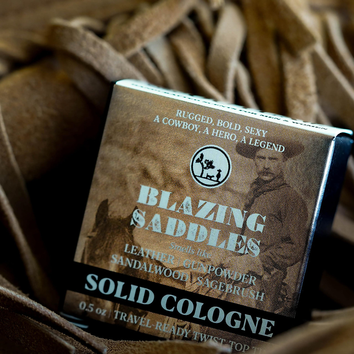 Bold, Western Leather & Gunpowder Scent Solid Cologne - Blazing Saddles Scent by Outlaw - Hard Cologne for Men & Women