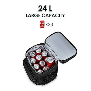 TACTICISM Backpack Cooler Men 33 Cans - Tactical Lunch Backpack Work Soft Waterproof Leakproof Insulated, Lightweight Portable Ice Chest Backpack as Gift for Hiking Picnic Beach Accessories, Black