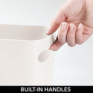 mDesign Plastic Slim Large 2.5 Gallon Trash Can Wastebasket, Classic Garbage Container Recycle Bin for Bathroom, Bedroom, Kitchen, Home Office, Outdoor Waste, Recycling - Aura Collection - Cream/Beige