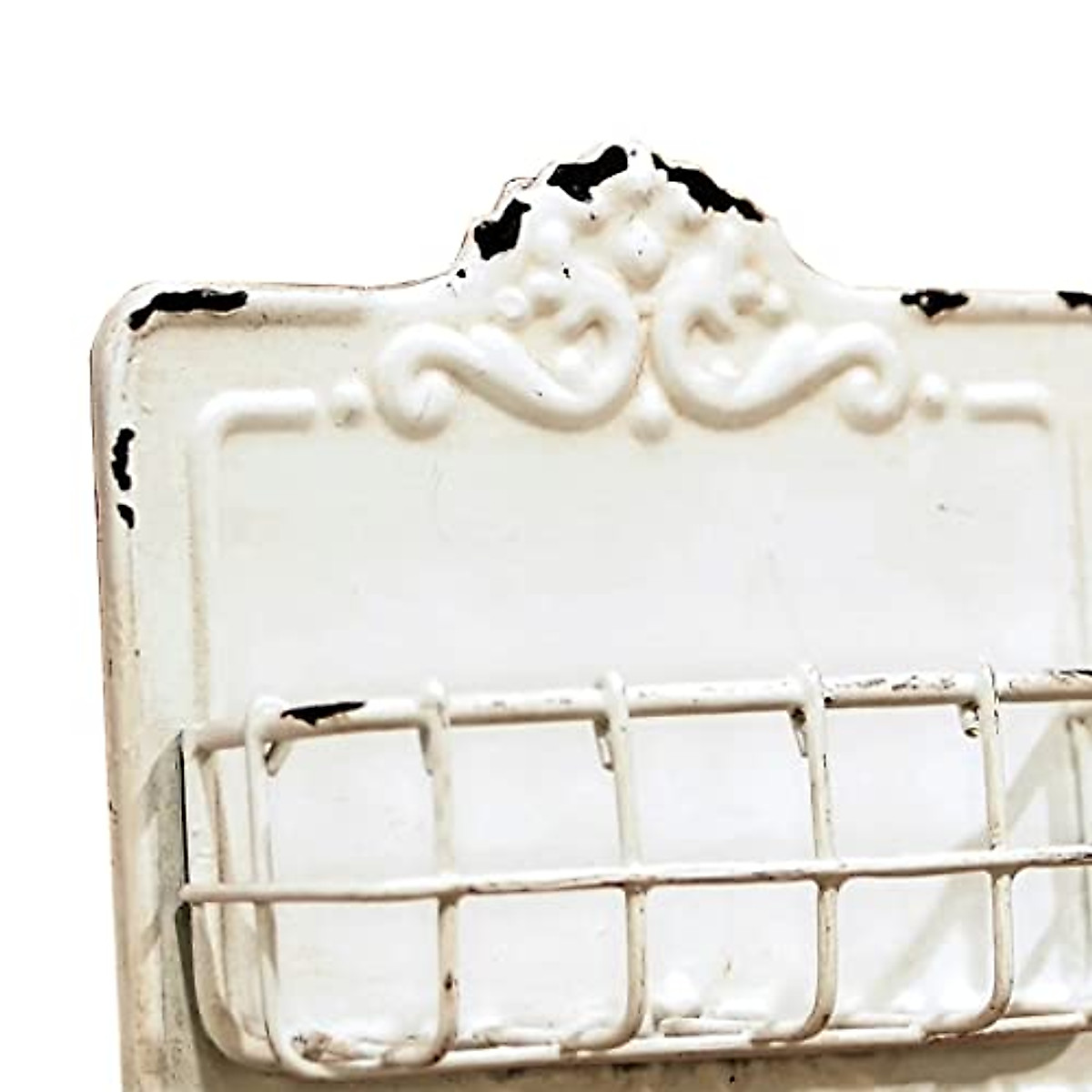 VIP Home & Garden MT2155 Vintage Style Antique Business Card Holder, White, Metal