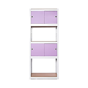 KEPSUUL White 5 Tier Customizable Storage Shelving Unit Heavy Duty Modular Metal Organizing Rack for Kitchen, Pantry, Closet, Office, 32.1" W X 16.4" D X 76.9" H, 2 Set of Reversible Doors, Purple