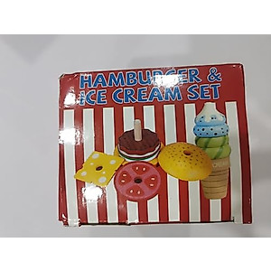 Bravmate Wooden Montessori Toys for 1 2 3 Years Old Kids, Realistic Burger & Ice Cream Toy, Stacking & Pretend Play for Little Chef, Preschool Play Fake Food Games, Educational Fine Motor Skills Toys