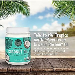 Island Fresh Organic Coconut Oil (54 oz) - Organic Virgin Coconut Oil Great for Baking, Versatile Cooking Oil, DIY Hair Oil & Skin Oil, Cold-Pressed, Certified Organic & Non-GMO