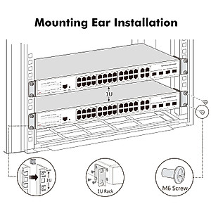MokerLink Metal Rack Mount Ear for 17.3 inch Switches, Compatible for Cisco 2960X 2960XR 3650 3850 Network Switch