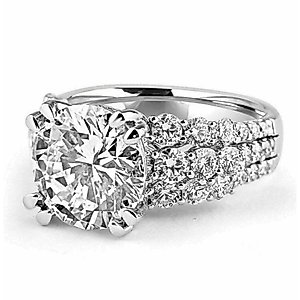 DESTINY JEWEL 3.22CT Round Cut Diamond D/VVS1 Engagement Wedding Ring, Solid 925 Silver Ring_US:- 3.22ct15