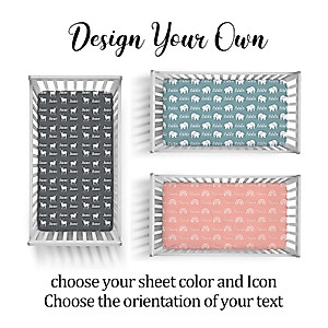 Munific Personalized Fitted Crib Bedding Sheet Design Your Baby Own Fitted Sheet with Baby Name and Icon, Custom Portable Crib Mattress Topper for Baby Boys Girls, Mini Crib Sheet | Name Crib Sheets