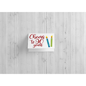 Red Door Inspirations Cheers to 90 Years 90th Birthday Card, Includes Single Card & Envelope