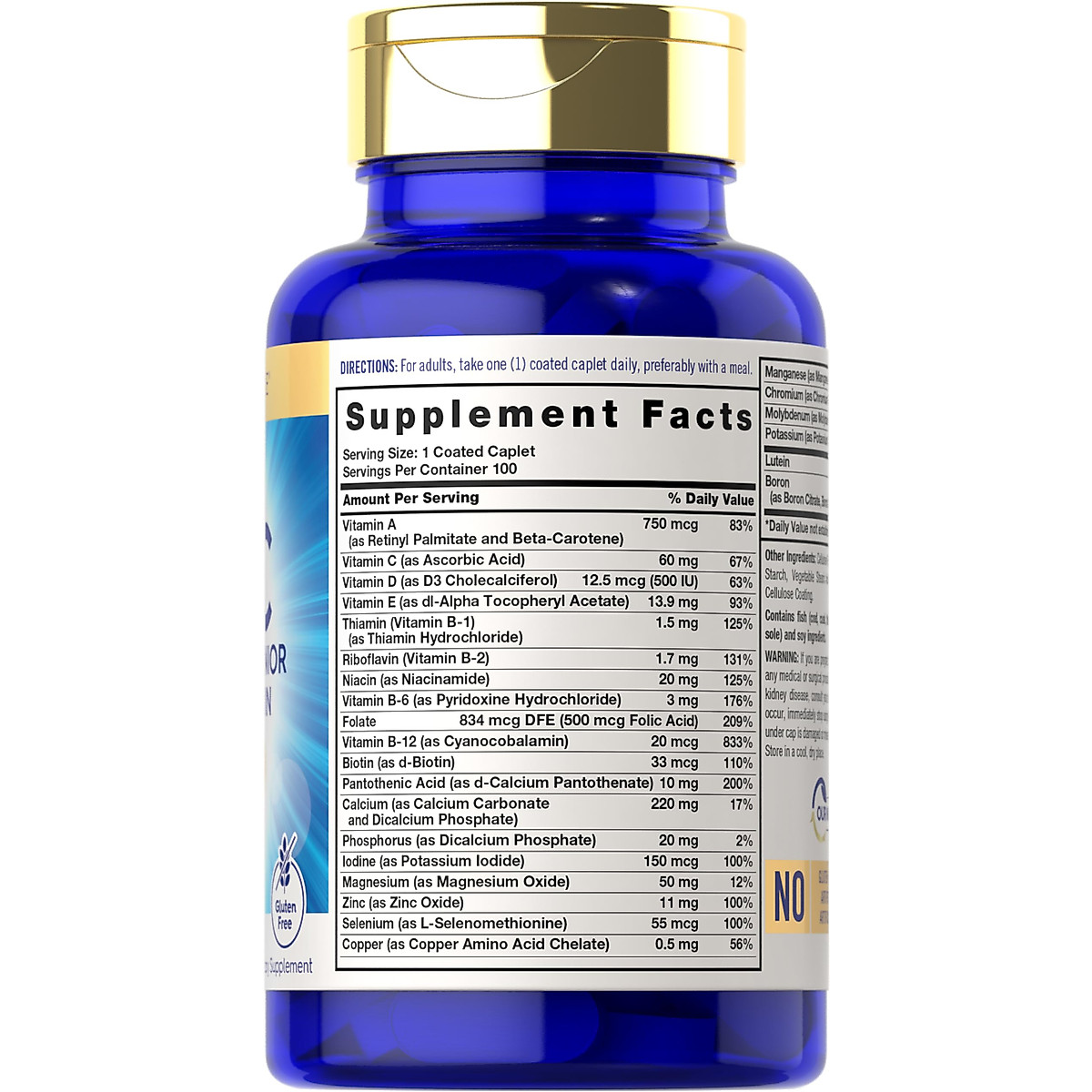 Carlyle Senior Multivitamin for Over 60 | 100 Caplets | with Lutein & Lycopene | ABC Advanced Supplement for Men and Women | Non-GMO, Gluten Free