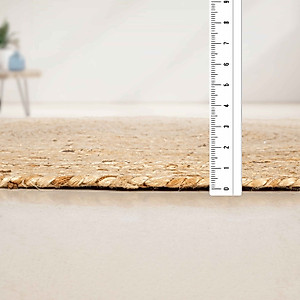 THE BEER VALLEY Jute Braided Farmhouse Area Rug, 6' Round - Natural, Hand Woven Boho Reversible Rugs for Living Room, Kitchen, Bedroom - 6 Feet Round