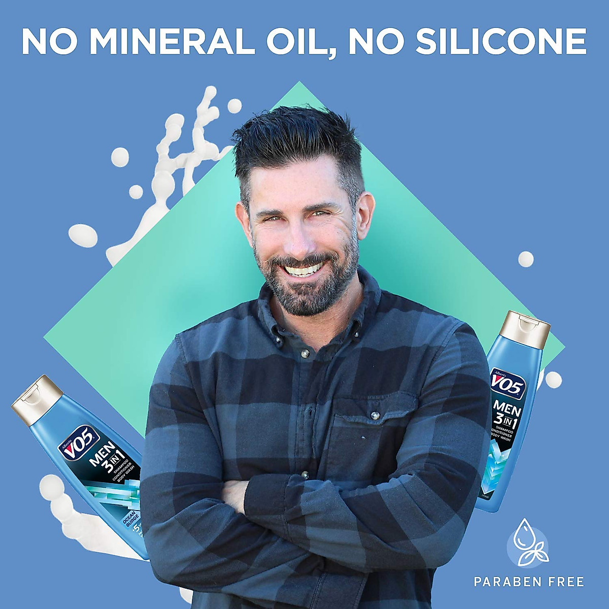 VO5 Mens 3-IN-1 Shampoo Conditioner and Body Wash - 12.5 Oz - Ocean Surge - 5 Essential Vitamins to Help Nourish and Hydrate Your Hair and Skin- Vitamin A, H, C, B5 and B3