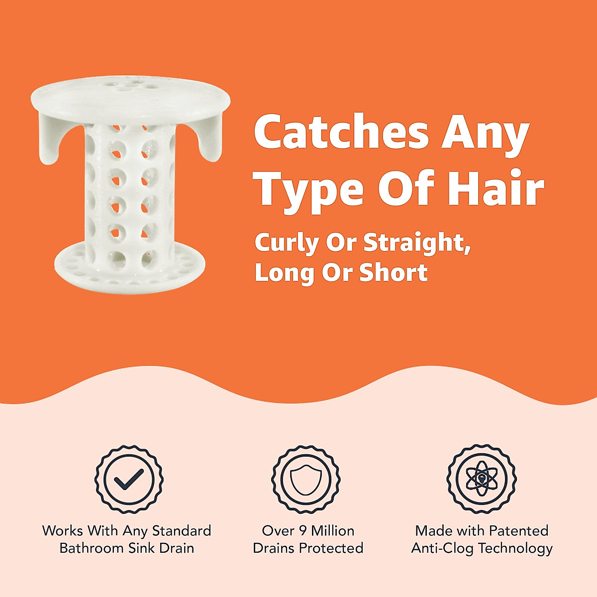 SinkShroom The Revolutionary Sink Drain Protector Hair Catcher/Strainer/Snare, White