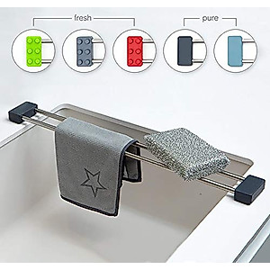 Sanni Shoo drip.line Pure - Adjustable Drip Tray - Practical, Multifunctional Kitchen Rack for Storing Dishcloths and Brushes Hygienically - Drip Drying Bottles - Heat-Resistant (Anthracite, Pure)