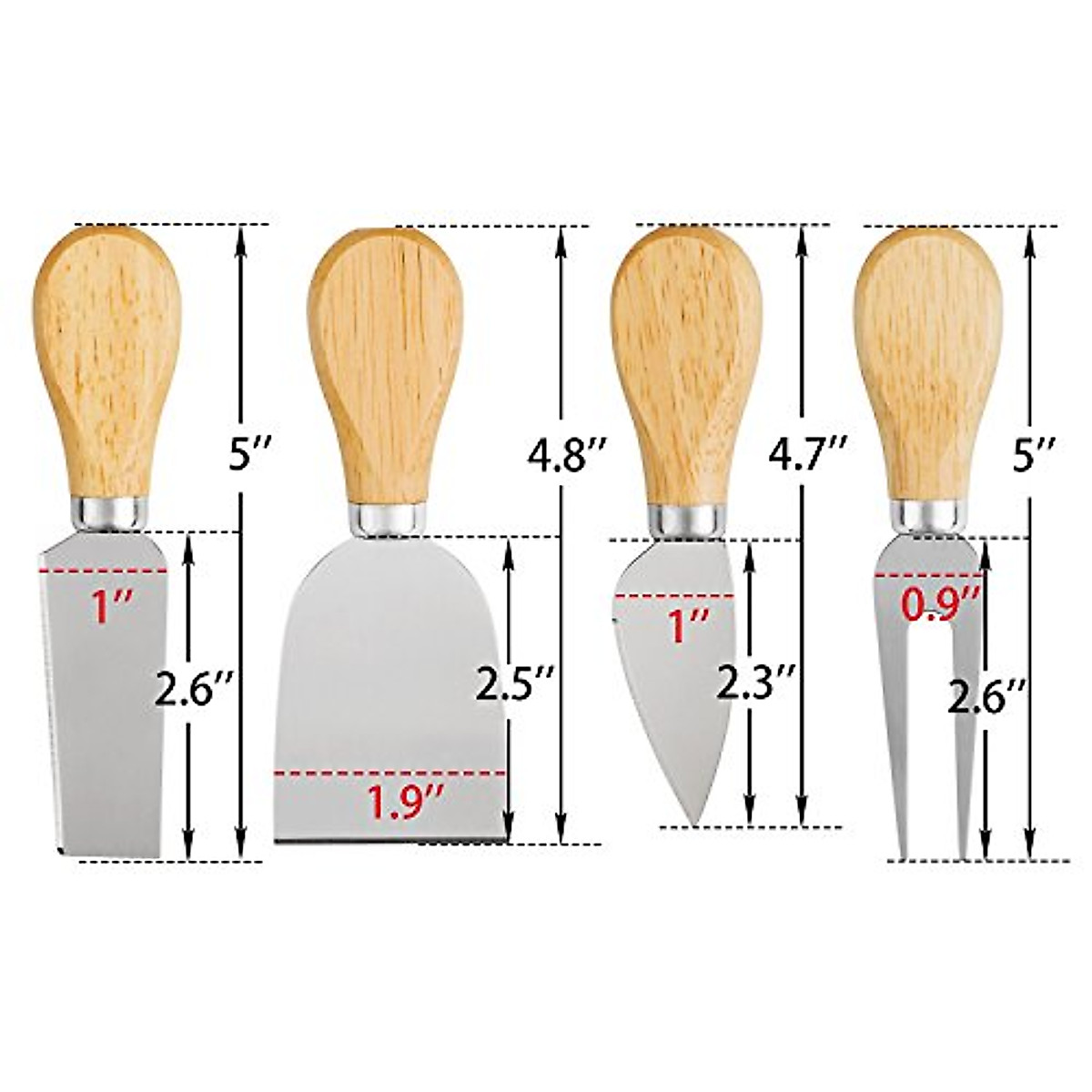 YXChome 4 Cheese Knives Set-Mini Knife, Butter Knife & Fork
