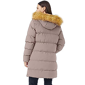 WenVen Women's Winter Thicken Jacket with Removable Faux Fur Trim Hood (Khaki,M)