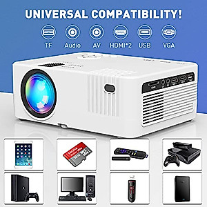 Mini Outdoor Projector, 2022 Upgraded Brightness, 1080P Supported WiFi Projector, Portable Movie Projector for Home Theater Compatible with TV Stick HDMI USB AV