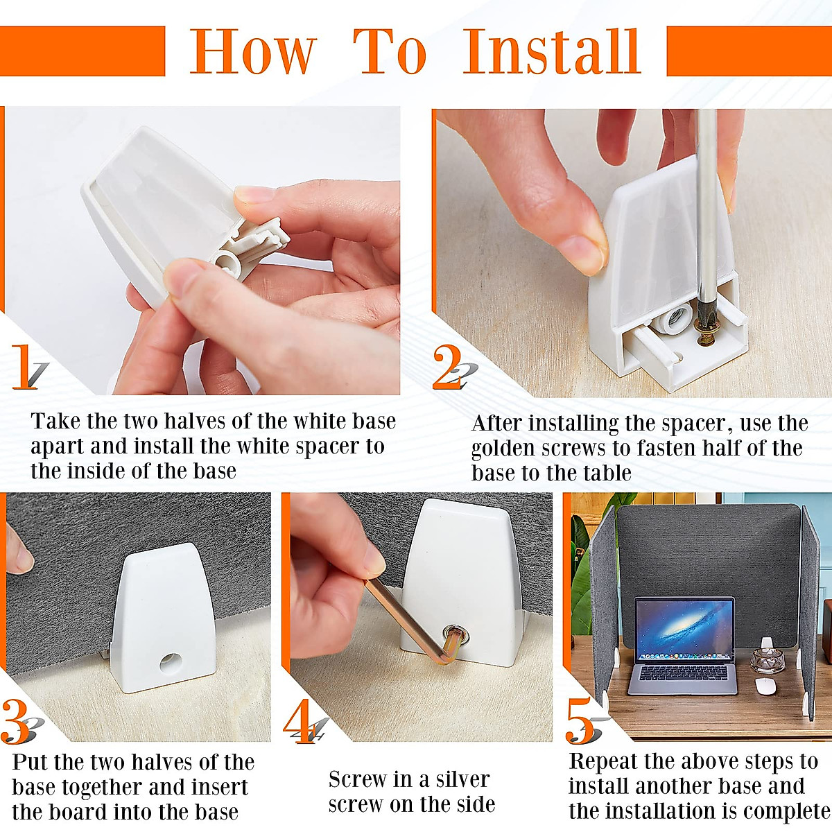 6 Packs Desk Divider Privacy Panel 20 x 24 Inch Acoustic Freestanding Desktop Partition Desk Dividers for Office Student Test Dividers Sound Proof Dividers Reducing Noise Visual Distractions (Gray)