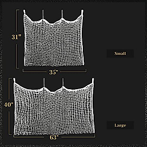 Bloomoak Knotless Slow Feed Hay Net with 2 Carabiner Clips for Horses/Soft Flat Hanging Hay Bag with Large Capacity for Full Day Feeding (1.2" Hole) (Large 63 * 40, White 1 PC)