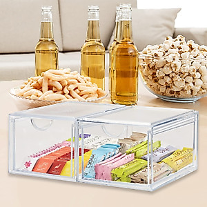 Stackable Cosmetic Organizer Storage Drawers, Set of 2 Acrylic Makeup Storage Organizer, Clear Storage Bins for Bathroom Vanity Countertop Bedroom Dresser Kitchen Cabinet Undersink and Pantry