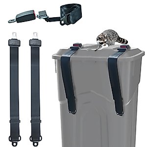 XIFOWE Metal Trash Can Strap, Semi-Automatic Adjustable Trash Can Lock, Universal Windproof Trash Can Lid Lock, Trash Can Locks for Raccoons, Fast Installation, Garbage Can Locks for Animals (2PCS)