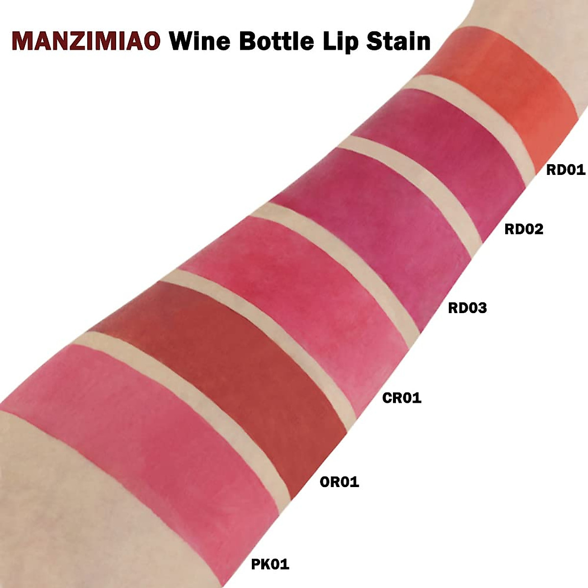 SOVONCARE MANZIMIAO 6 Colors Matte Liquid Lipstick, Wine Lip Tint Waterproof Natural Long Lasting Lip Gloss Mini Make Up Lip Sticks Wine Bottle