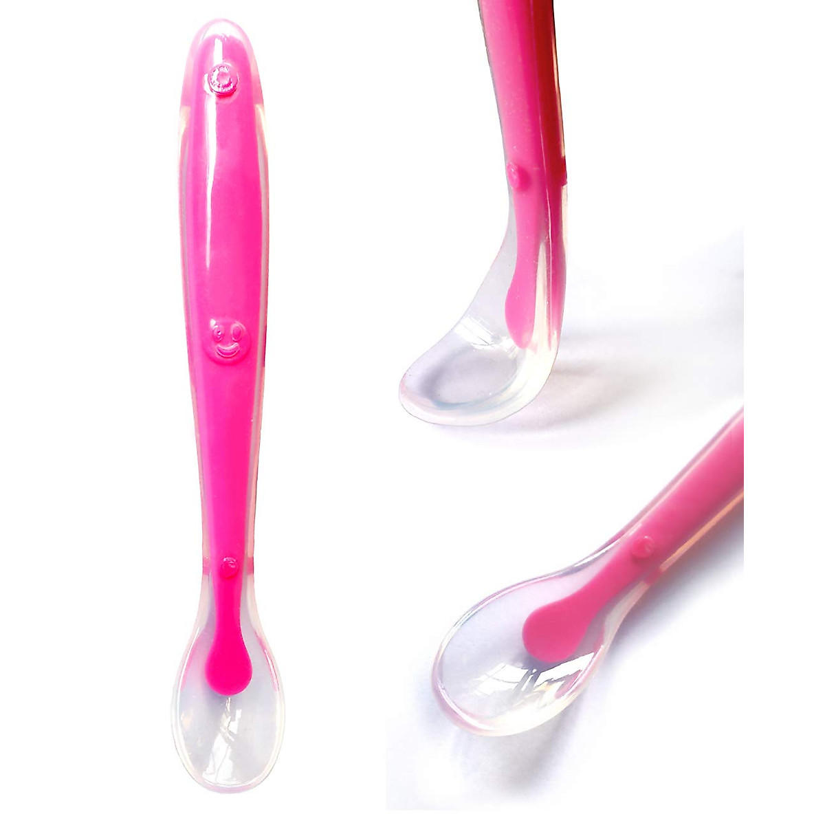 YMCF Products Baby or Toddler Feeding Set | Silicone Bib, Divided Plates, Suction Bowls & Spoons, Dishwasher-Safe, Easy-Wipe Cleaning (Pink)