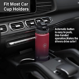 ICEWATER-24 oz, Insulated Water Bottle With Straw and Carry Handle, Leakproof Lockable Lid with Soft Silicone Spout, One-hand Operation, Double Walled Vacuum Stainless Steel (24 oz, Dark Rainbow)