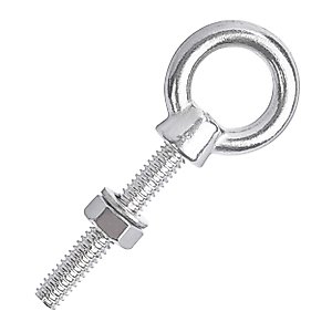 Premier Stainless Solutions 3/8” x 6” Long Stainless Steel Shoulder Threaded Eyebolts, T316 Marine Grade – Lot of 5
