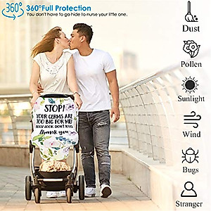 Baby Nursing Cover,Baby Car Seat Canopy,No Touch Sign Infant Stroller Cover Breastfeeding Cover,Soft Stretchy Nursing Cover Up for Baby (Leaf Flower)