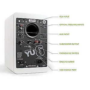 Kanto YU6 Powered Speakers with Bluetooth and Phono Preamp | Matte White | Pair