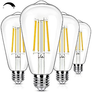 Dimmable Vintage LED Edison Light Bulbs 100W Equivalent, 8W ST58 Soft White 3000K 1200Lumens ST19 Antique LED Filament Bulbs, E26 Base, Clear Glass, CRI90+, Great for Home Bathroom Kitchen(4 Pack)