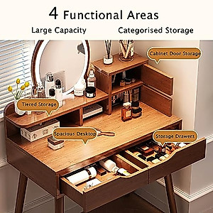 Vanity Set With Lights Makeup Vanity Dressing Table Vanity Desk With Mirror And Lights Makeup Vanity With Drawers With 3 Color Touch Screen Dimming Mirror Dresser Desk 31.5×16×51inch ( Color : Brown ,