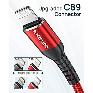 BLACKSYNCZE iPhone Charger, 6.6 FT MFi Certified Lightning Cable Fast Charging Nylon Braided Long iPhone Charger Cord Compatible with iPhone 13 12 11 Pro Max XS XR X 8 7 6S 6 Plus SE 5S - Red