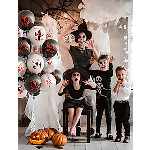 Scary Halloween Balloons,12 Inch Bloody Balloons,Horror Balloons with Blood Handprint,Scary Halloween Decorations for Zombie Vampire,Haunted House, Horror Party Supplies (Scared Style)