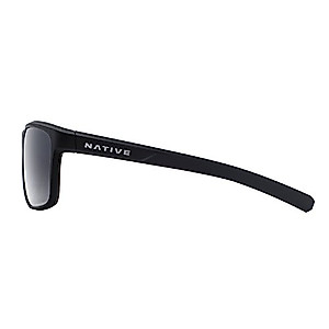 Native Eyewear Wells Polarized Rectangular Sunglasses, Matte Black Crystal/Gray, 58 mm