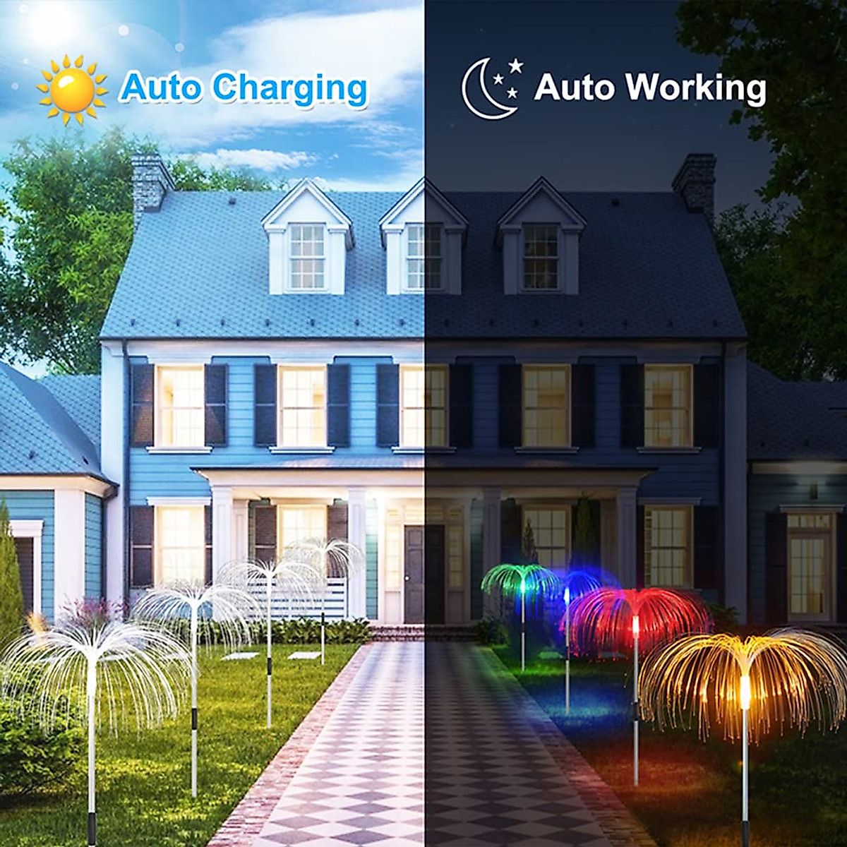 Atildp Upgraded Solar Garden Lights, 5 Pack Solar Jellyfish Lights with 8 Flash Mode Remote Control, Multi-Color Solar Lights Outdoor for Backyard Christmas Party Wedding Birthday