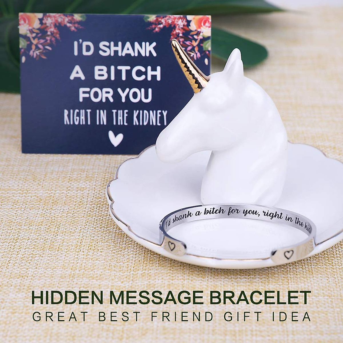 Friend Gifts for Women Funny Small Gifts for Women Best Friend Birthday Female Friendship Gifts for Women Friends Bestie BFF Sister Woman Her - Fun Hidden Message Bracelet