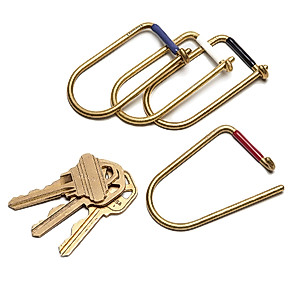 Craighill Wilson Brass Keyring - 2” Carabiner Keychain Clip, Minimalist Key Ring for Car Keys, Heavy Duty, Lightweight, D Ring Key Organizer - White Stripe