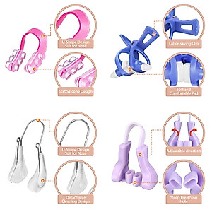 Frienda Nose Slimming Clips Set, 4 Pieces Silicone Nose Bridge Lifting Clips for Women (Purple, Pink, Blue, Transparent)