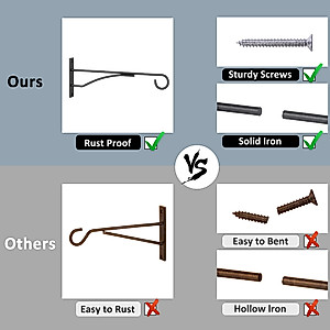 Eyrosa 8" Plant Hangers 6 Pack, Hanging Plant Bracket for Wall Fence Porch Outdoor Indoor, Metal Plant Hooks for Basket, Flower, Planter, Feeder, Lantern, Wind Chime