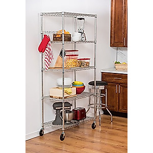 TRINITY EcoStorage 5-Tier NSF Wire Shelving Rack with Wheels, 36 by 18 by 72-Inch, Chrome