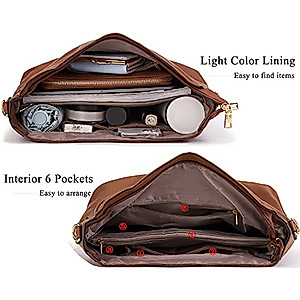 Large Crossbody Bags Ladies Shoulder Handbags Purse and Wallet Set for Women Totes Hobo Purses Brown