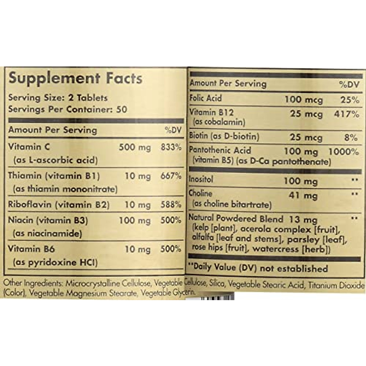 Solgar B-Complex with Vitamin C Stress Formula, 100 Tablets - Energy Metabolism - Nervous System & Immune Support - Non-GMO, Vegan, Gluten Free, Dairy Free, Kosher, Halal - 50 Servings