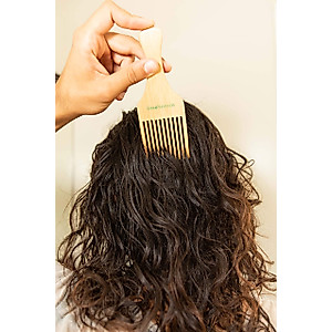 GranNaturals Wooden Comb & Hair Pick - Natural Wood Volumizing & Styling Tool for Thick, Coarse, Curly Hair - Non-Static Comb for Afro & Beard - Long Tooth Detangling Accessories for Men & Women