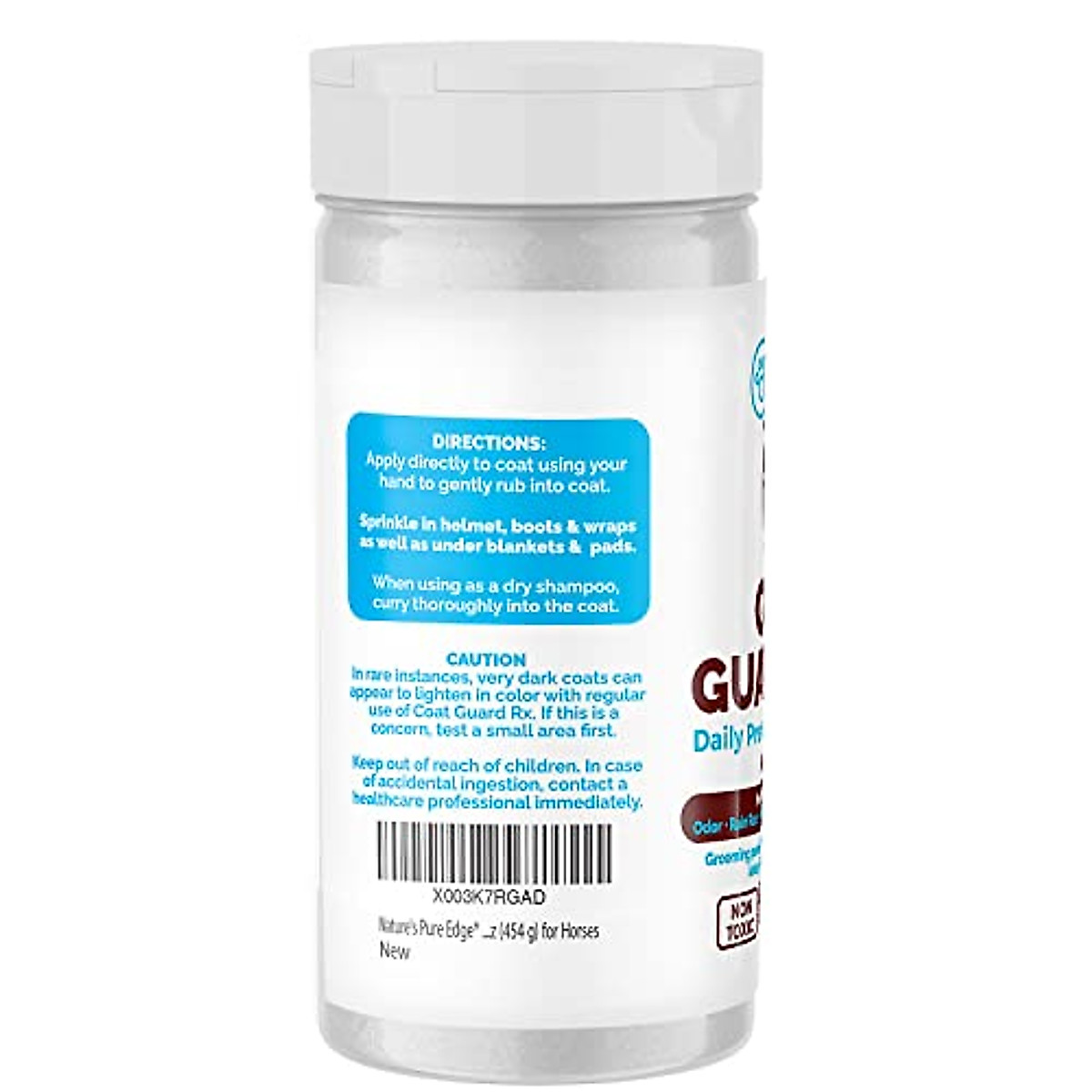 Coat Guard Rx™ Large 16 oz. Daily Preventative Powder for Horses - Coat and Skin Treatment & Dry Shampoo for Horses.